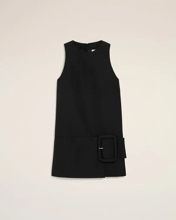 AMI Paris Wool Mini Dress With Buckle Detail - Black