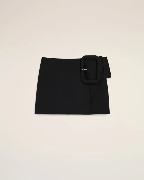 AMI Paris Big Buckle Belted Mini Skirt - Black