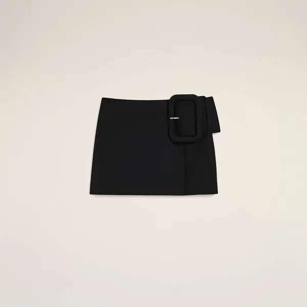 AMI Paris Big Buckle Belted Mini Skirt