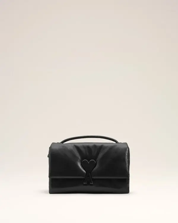AMI Paris Cowhide Leather Voulez-vous Bag With De Coeur Clasp - Black