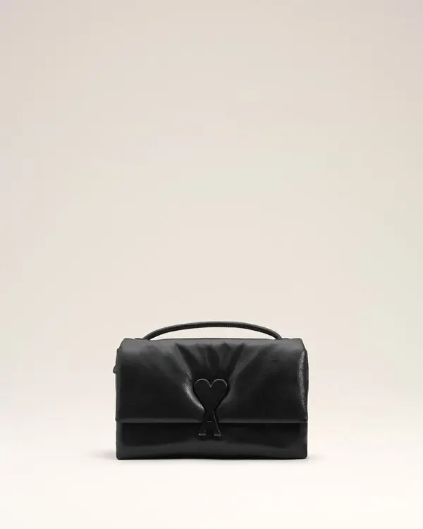 AMI Paris Cowhide Leather Voulez-vous Bag With De Coeur Clasp - Black