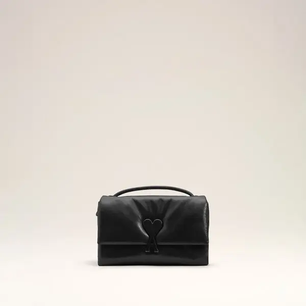 AMI Paris Cowhide Leather Voulez-vous Bag With De Coeur Clasp - Black