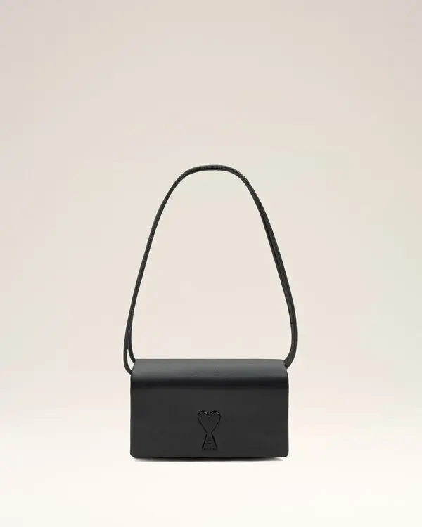 AMI Paris Cowhide Leather Voulez-vous Wallet On Strap - Black