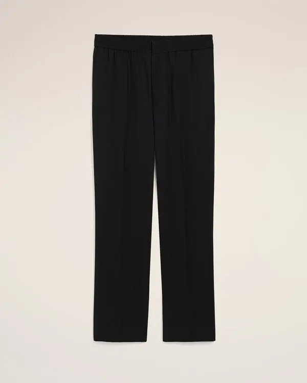 AMI Paris Wool Gabardine Elasticated Waist Trousers - Black