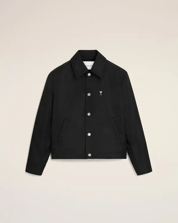 AMI Paris Nylon De Coeur Studded Jacket - Black