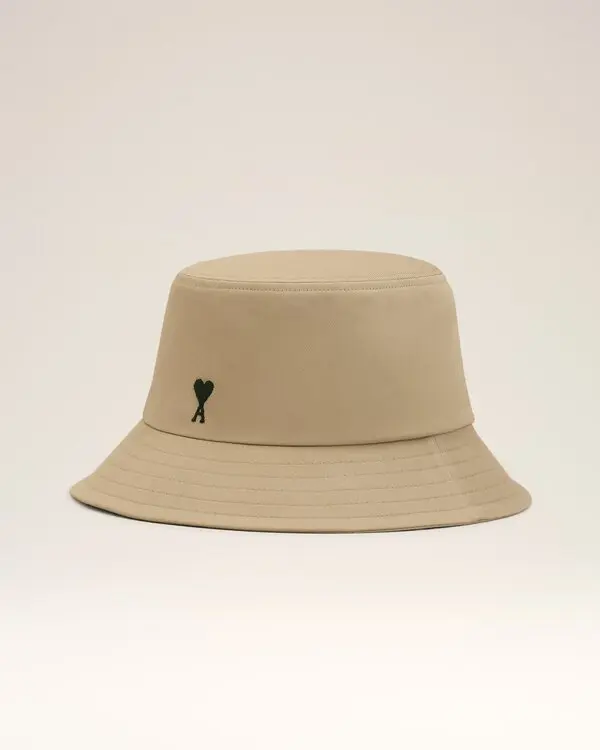 Ami Beige Cotton De Coeur Bucket Hat Beige - Taupe Beige