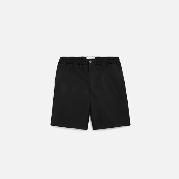 AMI Paris Nylon Elasticated Waist Shorts With De Coeur Stud - Black