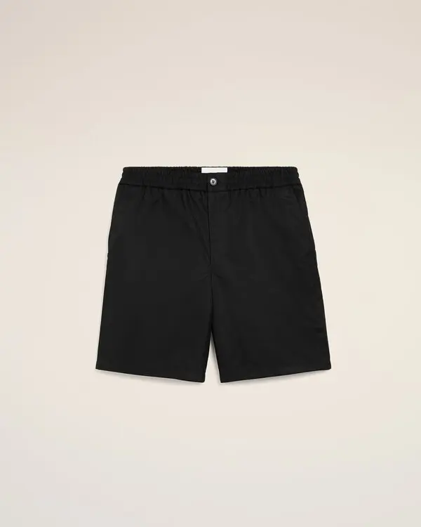 AMI Paris Nylon Elasticated Waist Shorts With De Coeur Stud - Black