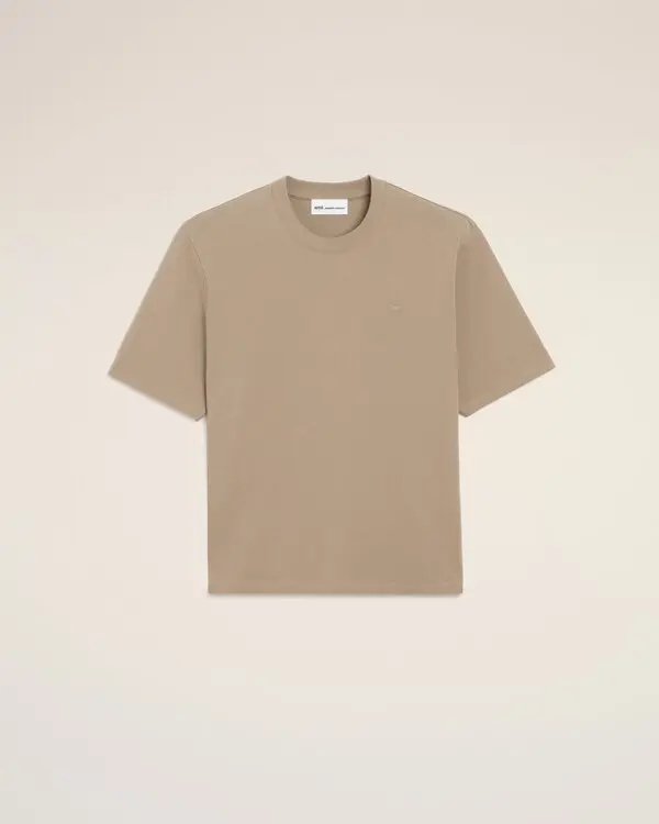 Ami Embossed De Coeur T-shirt - Taupe Beige