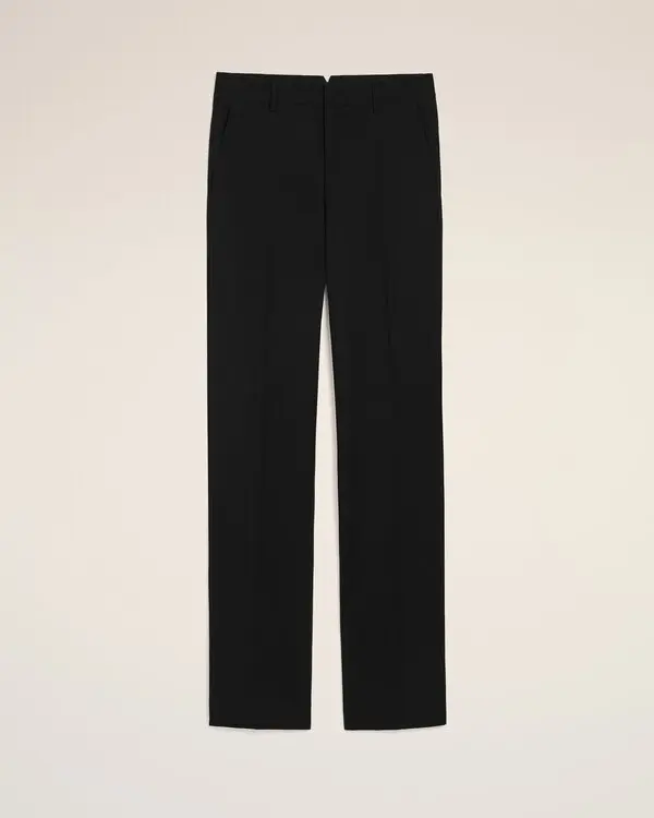 AMI Paris Wool Gabardine Straight Trousers - Black
