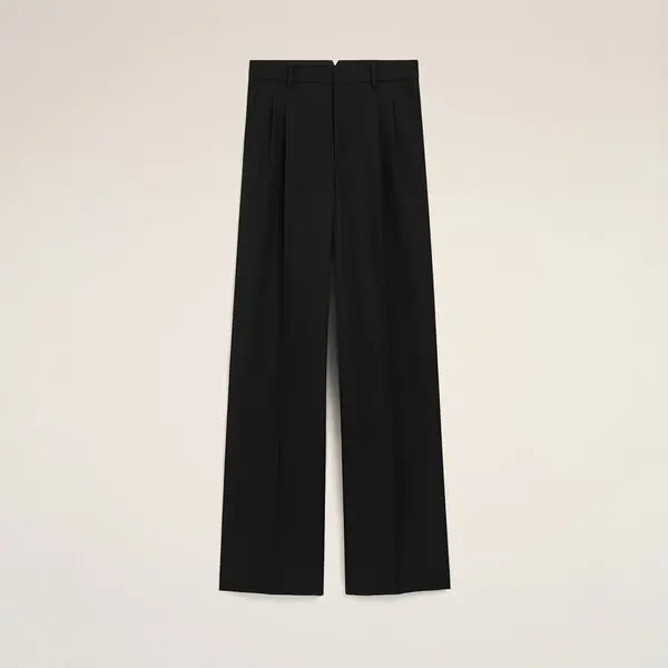 AMI Paris Wool Gabardine Straight Trousers - Black