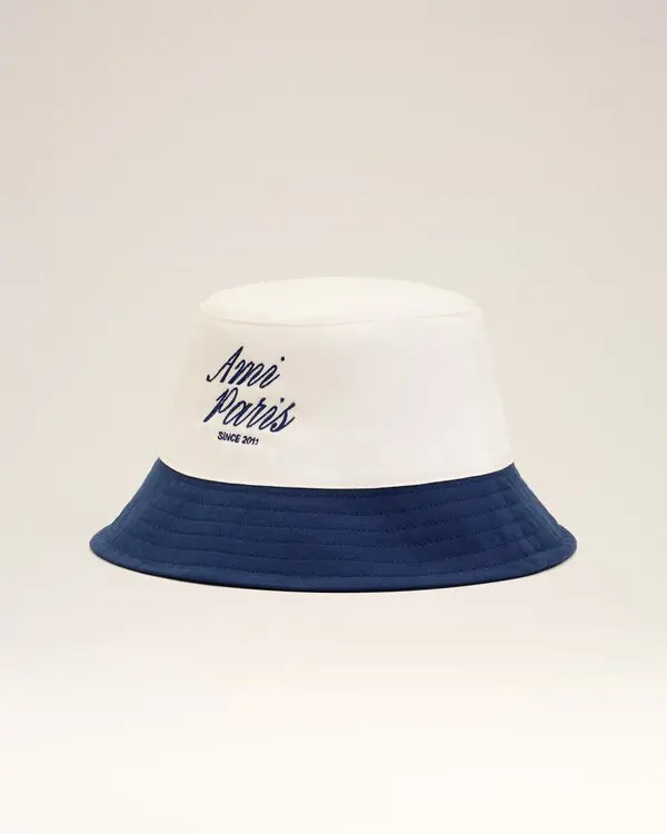Ami Blue And White Cotton Hat Blue