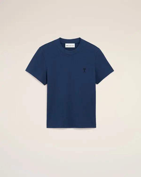 AMI Paris De Coeur Cropped T-shirt - Ink