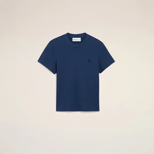 AMI Paris De Coeur Cropped T-shirt - Ink