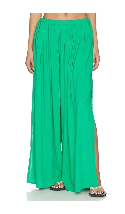 RIPLEY RADER Linen Flowy Pant In Green - Kelly Green