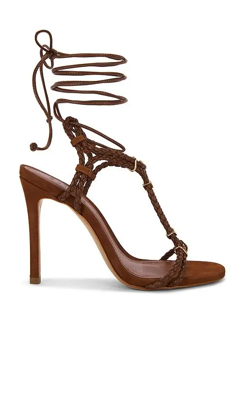 Schutz Cordelia Braided Stiletto Sandals - Cognac