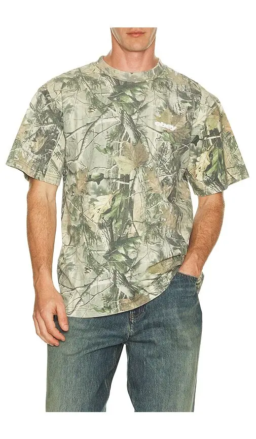 Obey Get Up Tee In Green - Leaf Camo