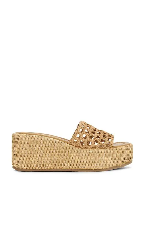 Steve Madden Brandy Raffia Wedge Sandals - Natural Raffia