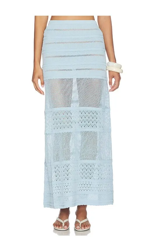 Devon Windsor Yasmin Crochet Knit Maxi Skirt - Celeste