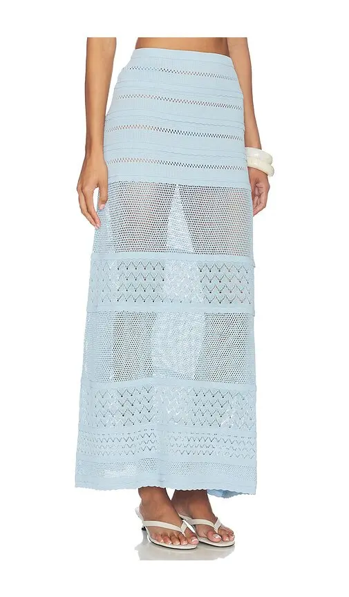 Devon Windsor Yasmin Crochet Knit Maxi Skirt - Celeste