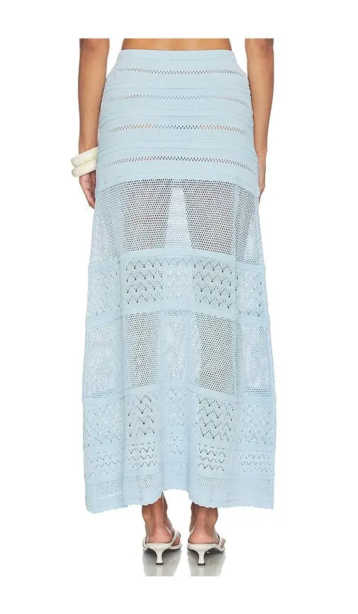 Devon Windsor Yasmin Crochet Knit Maxi Skirt - Celeste