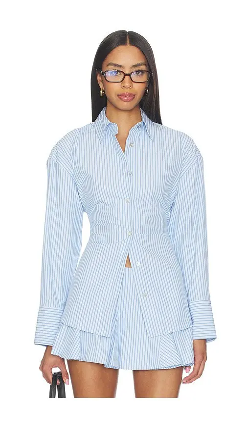 NIA Jules Top With Lace-up Back Detail - Sky