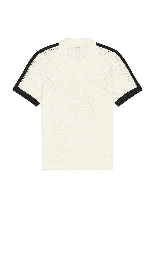 LES DEUX Logo Grid Knitted Polo In Ivory