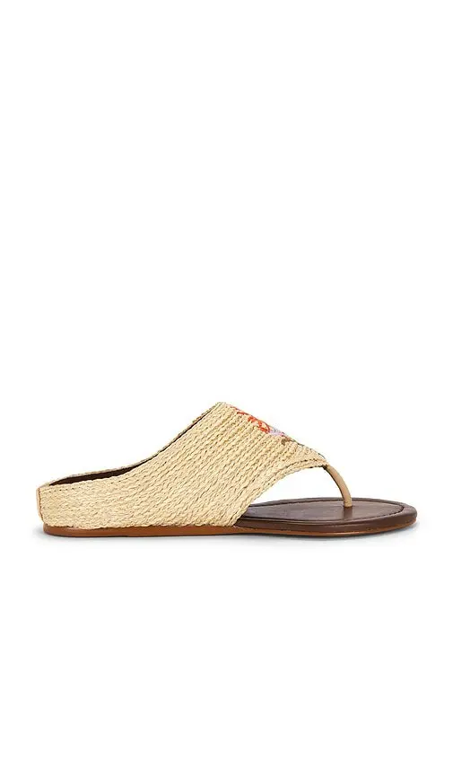 Farm Rio Raffia Icons Flat Sandal - Flower Walnut