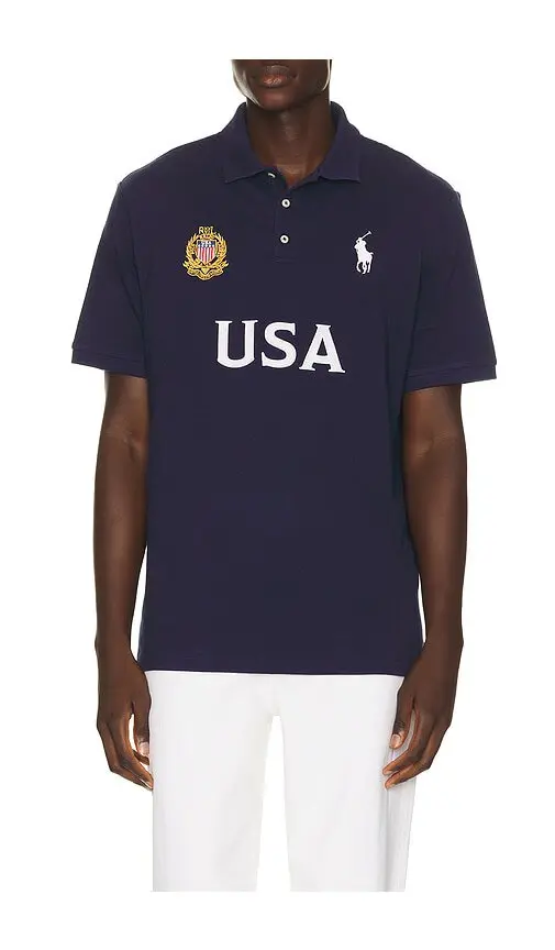 Polo Ralph Lauren Short Sleeve Usa Mesh Polo In Navy - Newport Navy