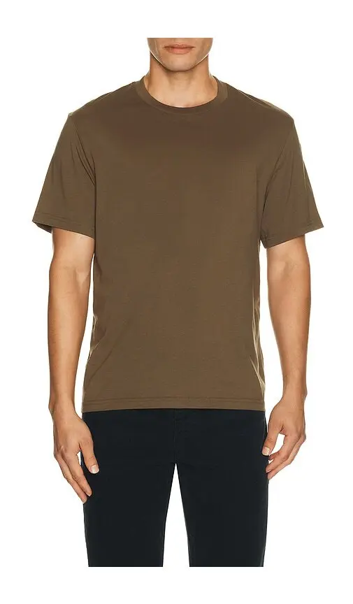 FRAME Short Sleeve Light Cotton Tee In Brown - Deep Olive