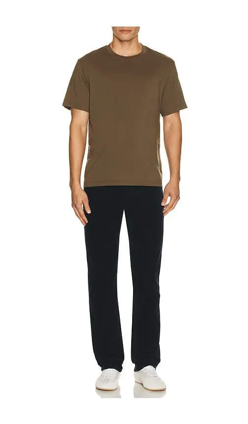 FRAME Short Sleeve Light Cotton Tee In Brown - Deep Olive