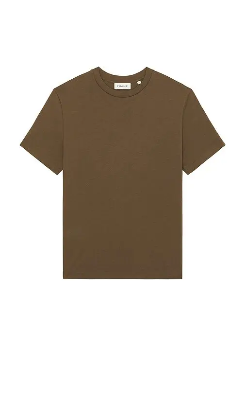 FRAME Short Sleeve Light Cotton Tee In Brown - Deep Olive