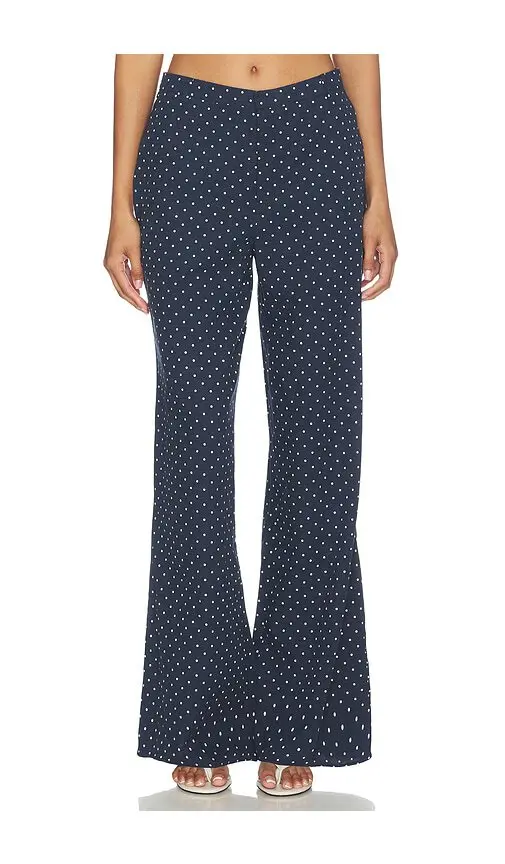 MORE TO COME Chantelle Wide Leg Trousers - Navy & White Dot