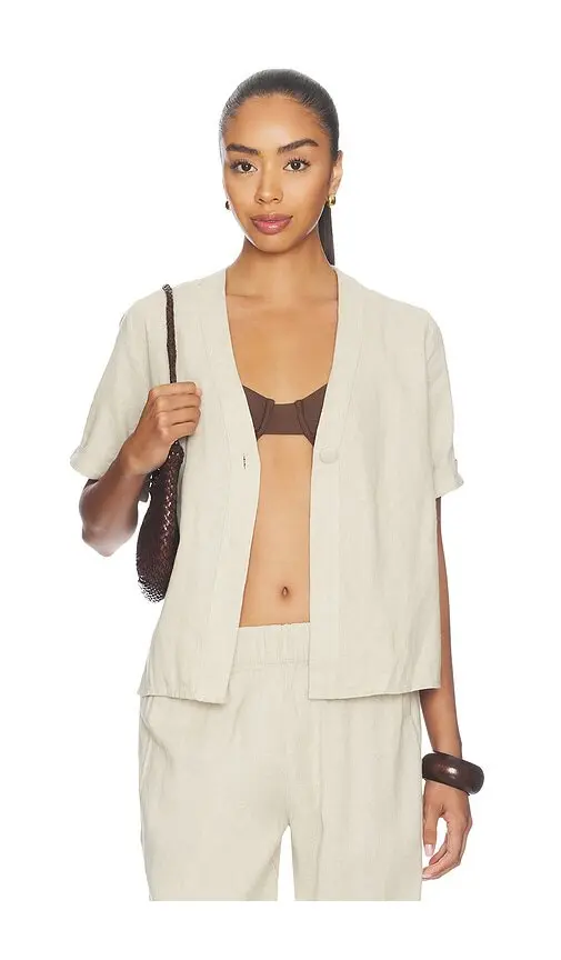 PQ SWIM Linen Button Front Top