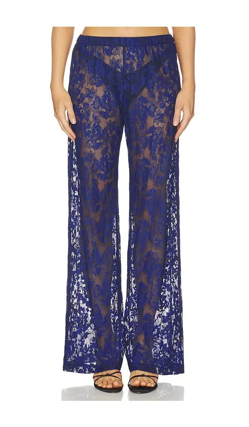 Amanda Uprichard Lace Wide Leg Pants - Navy
