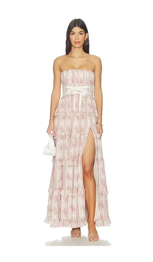 V. CHAPMAN Shelby Maxi Dress - Strawberry Victorian Stripe