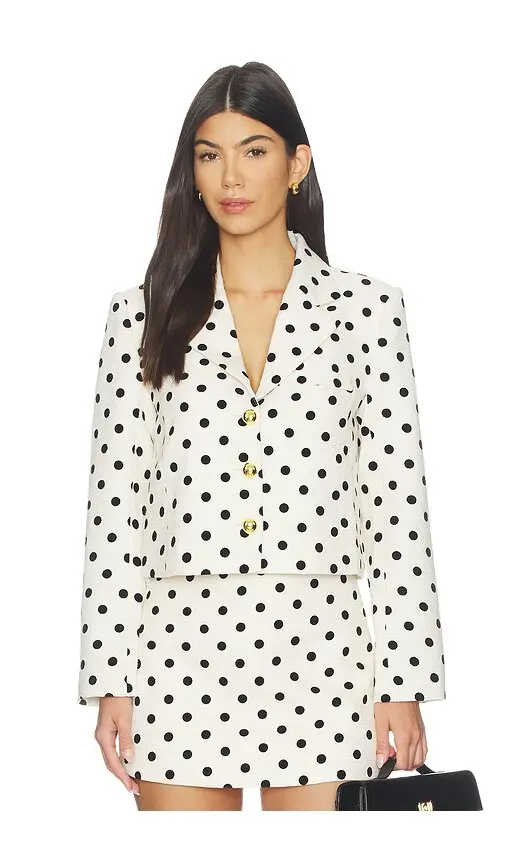MAUDE CLUB Polka Dot Blazer - White Black Dots