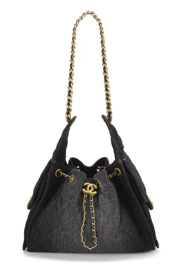 Chanel 25 Denim Hobo Bag - Black