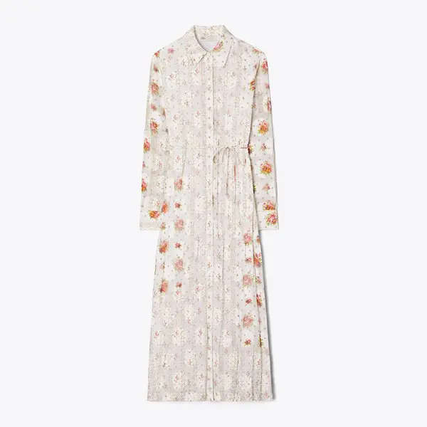 Tory Burch Cotton Jacquard Shirtdress - Multi Floral