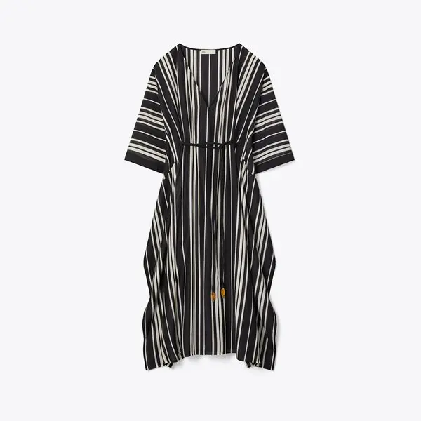 Tory Burch Belted Striped Silk Caftan