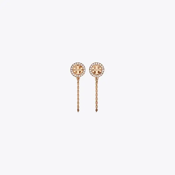 Tory Burch Icon Chain Earrings - Tory Gold/crystal