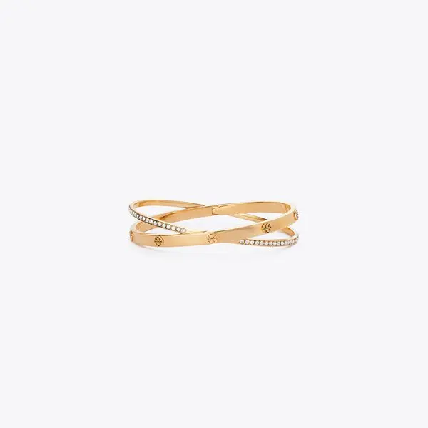 Tory Burch Icon Pavé Double Bracelet - Tory Gold/crystal