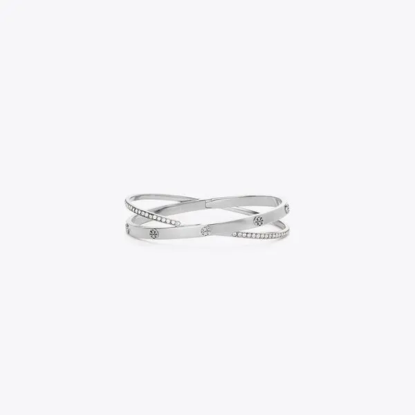 Tory Burch Icon Pavé Double Bracelet - Tory Silver/crystal