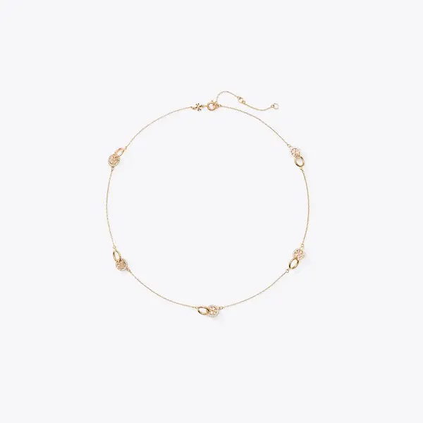 Tory Burch Icon Pavé Interlocking Necklace - Tory Gold/crystal