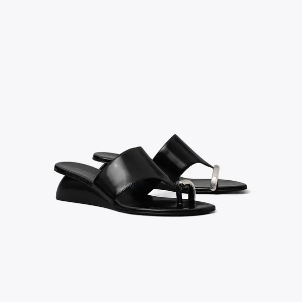 Tory Burch Pierced Wedge Sandal - Perfect Black