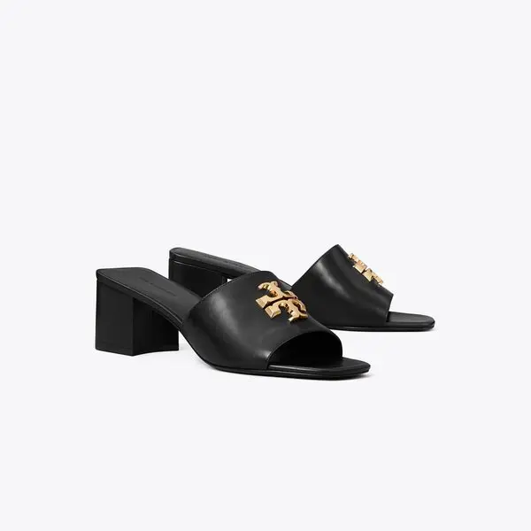 Tory Burch Eleanor Heeled Sandal - Perfect Black/gold