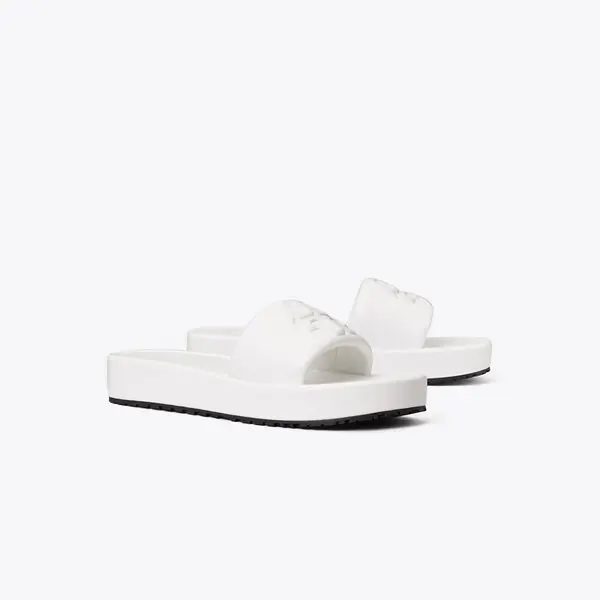 Tory Burch Double T Platform Slide Sandals - Cirrus Cloud