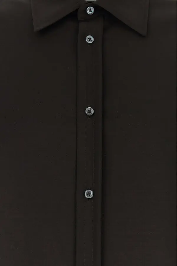 JIL SANDER Chocolate Wool Blend Shirt - Brown