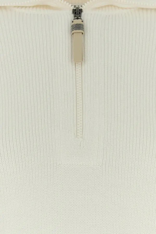Brunello Cucinelli Cotton Sweater With Partial Zip Closure