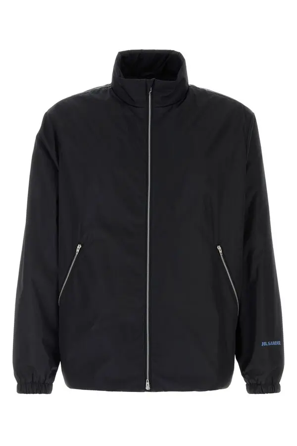 JIL SANDER High Neck Zip-up Jacket - Blue